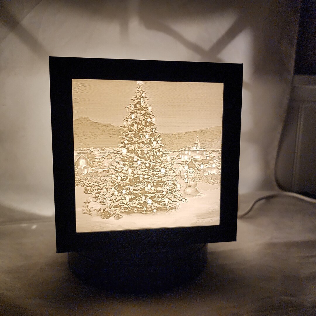 3D Lithophane Christmas Tree Light Cube With 5 Pictures - Etsy