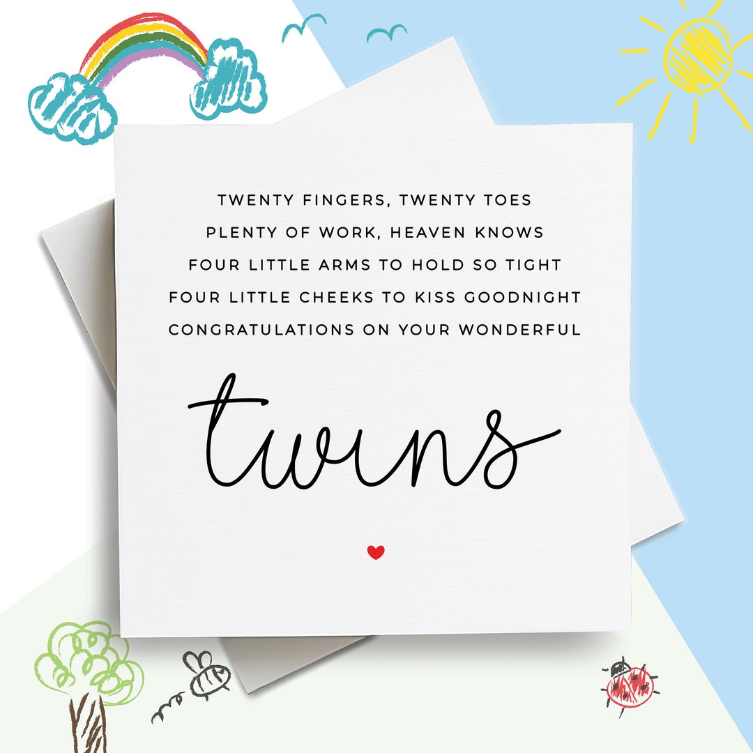 New Baby Twins Card, Newborn Baby Twins Card, Newborn Baby Twins Gift ...