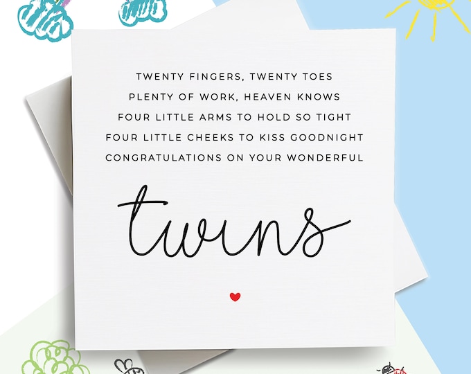 Twins Cards, Baby Twin Shower Cards Newborn Twins Boy and Girl Handmade ...