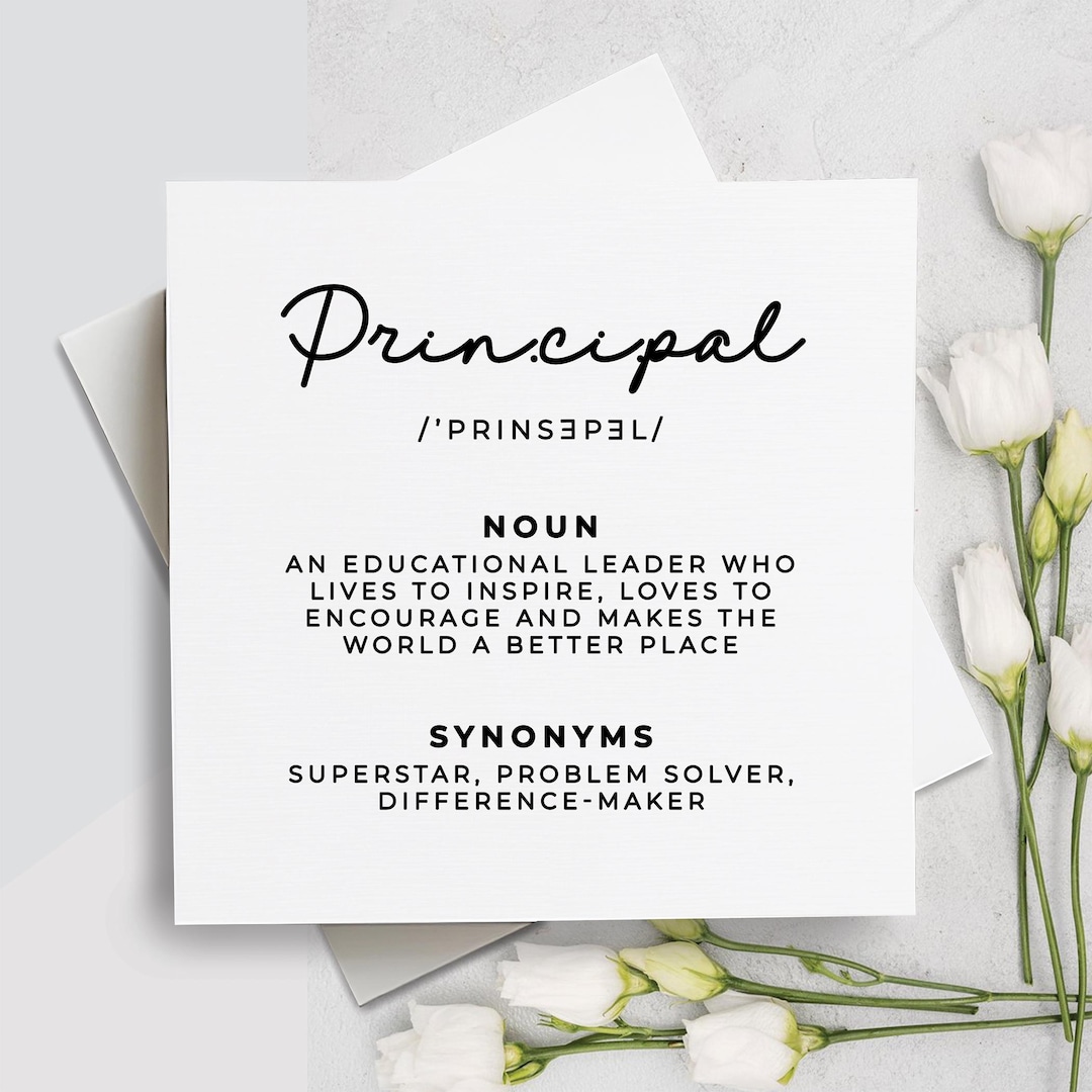 Principal Definition Card, Principal Thank You Card, Principal ...