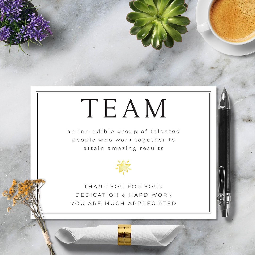 Corporate Thank You Card, Thank You Card for Team, Employee ...