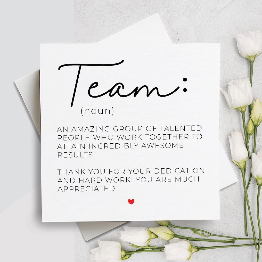 Corporate Thank You Card, Thank You Card for Team, Employee ...