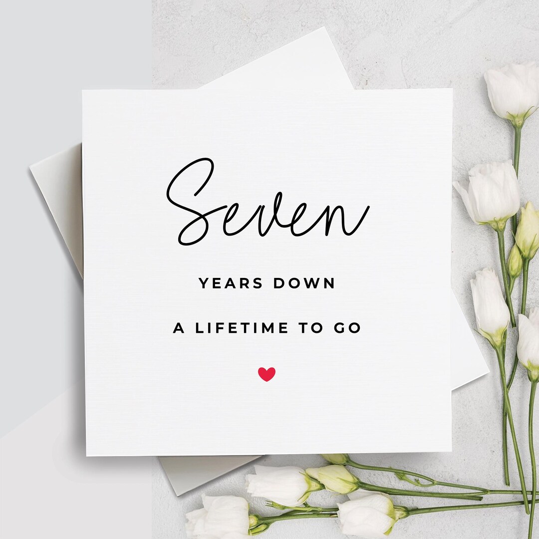 Seventh Anniversary Card, Seven Years Down Forever to Go, 7th ...