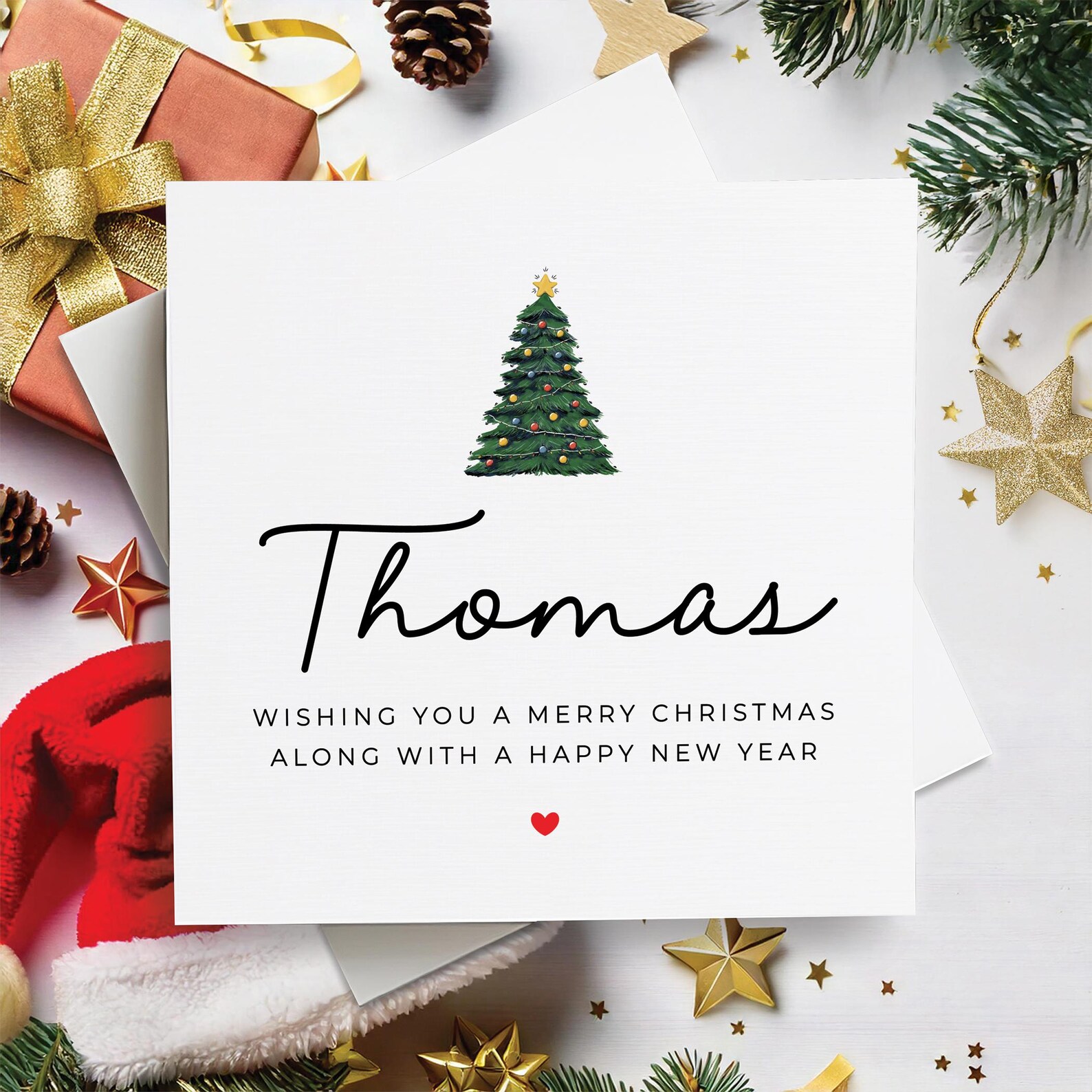 Custom Name Merry Christmas Card, Personalized Merry Christmas Card ...