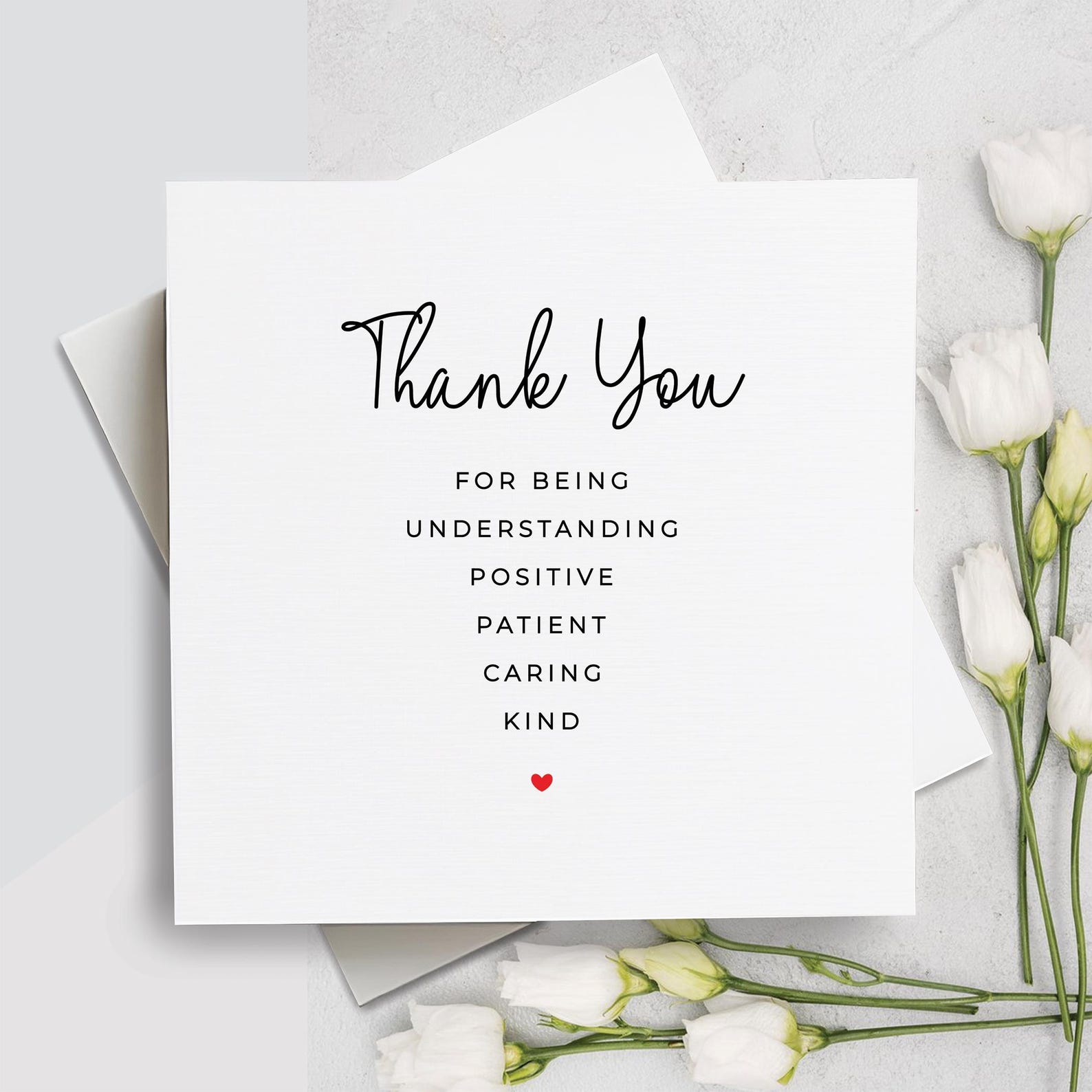 Thank You Card, Thank You for Caring Card, Thankful for You Card ...