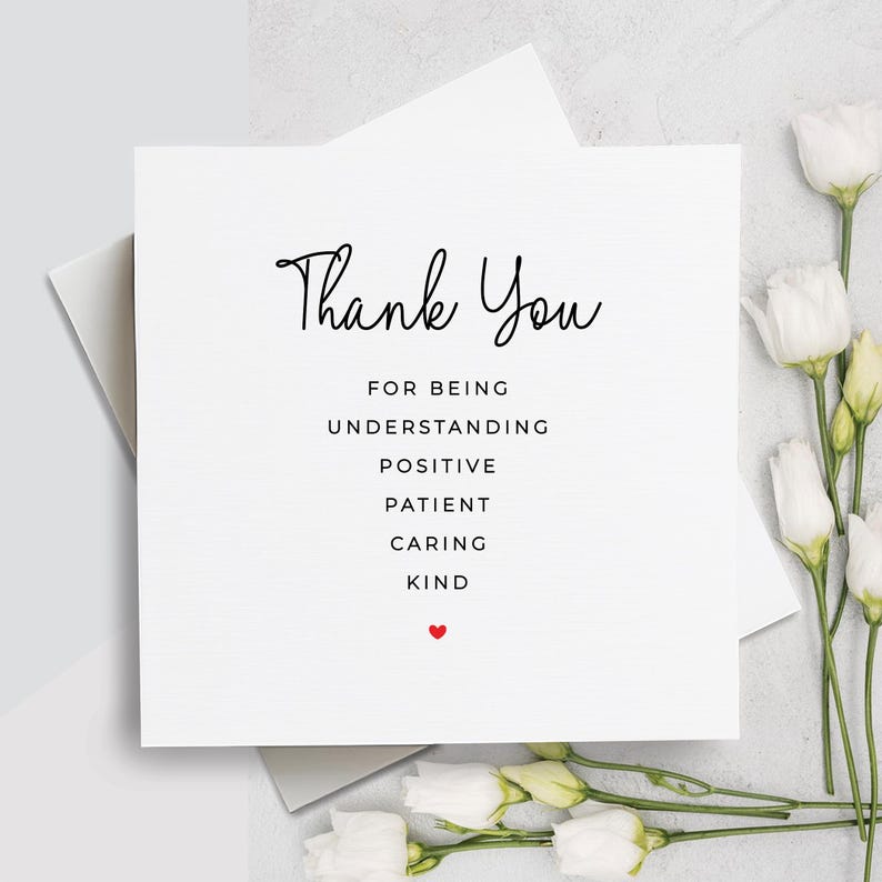 Thank You Card, Thank You for Caring Card, Thankful for You Card ...