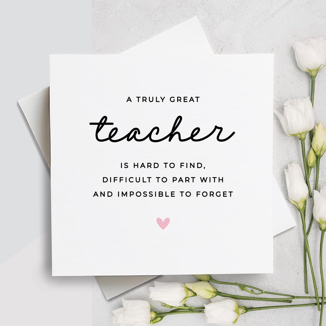 Teacher Thank You Card, Thank You Card for Educator, Teacher ...