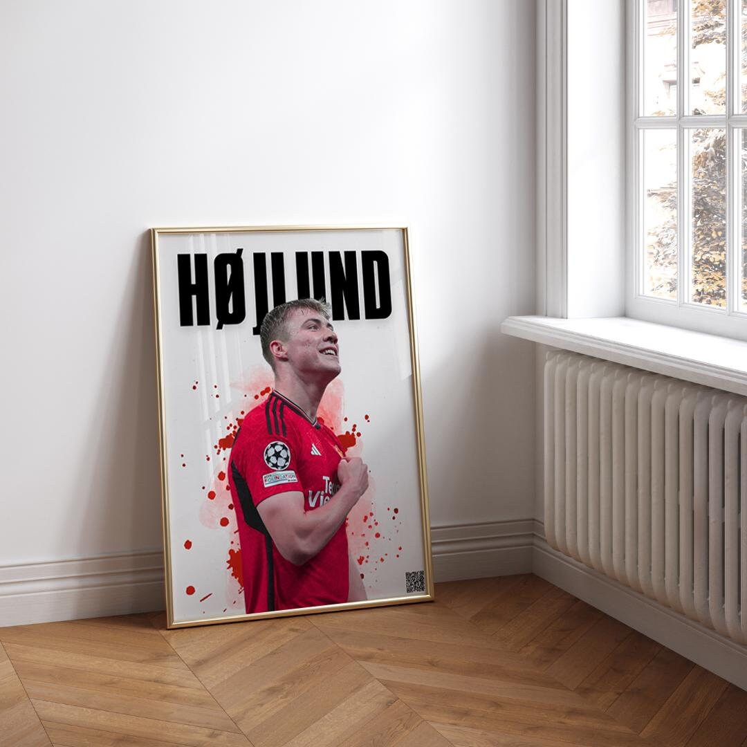 Rasmus Hojlund Manchester United Poster Soccer Gift, Bedroom Poster Mid ...