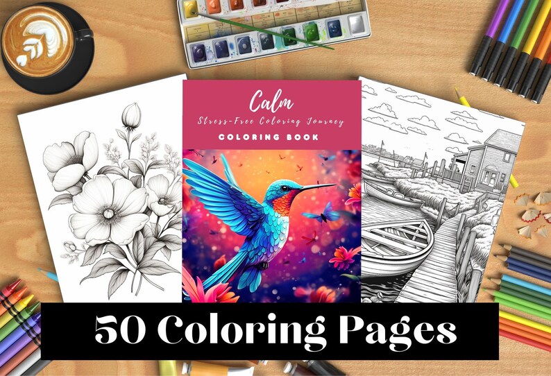 50 Coloring Book - Calm: Stress-free Coloring Journey (animals, Flowers ...