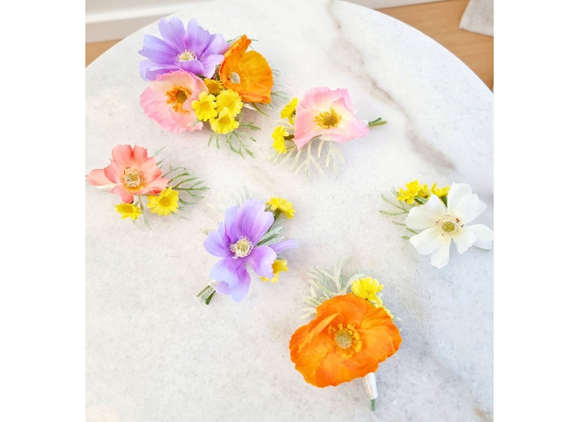 Poppy Wildflower Boutonniere, Artificial Wildflower Buttonhole, Silk ...