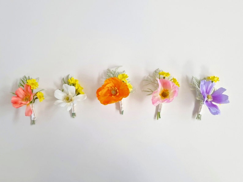 Poppy Wildflower Boutonniere, Artificial Wildflower Buttonhole, Silk ...