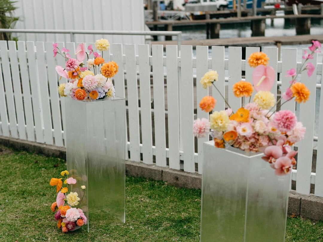 Artificial Flower Arrangement, Plinth Silk Flowers, Colorful Table ...
