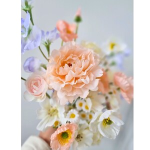 Soft Pastels Artificial Flower Bouquet, Blush Peach Yellow Whimsical ...