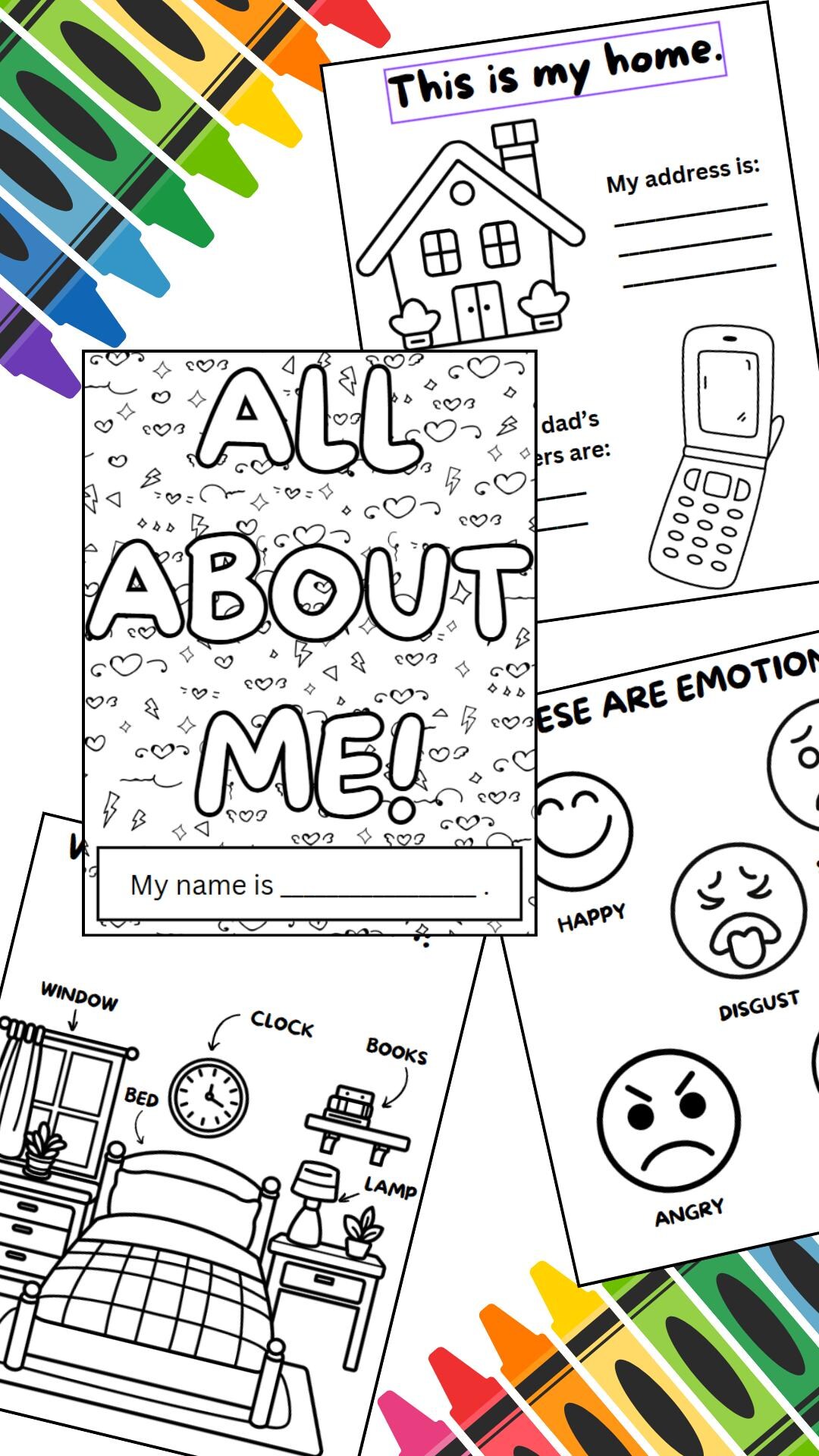 All About Me, Kids Coloring Book, Educational - Etsy