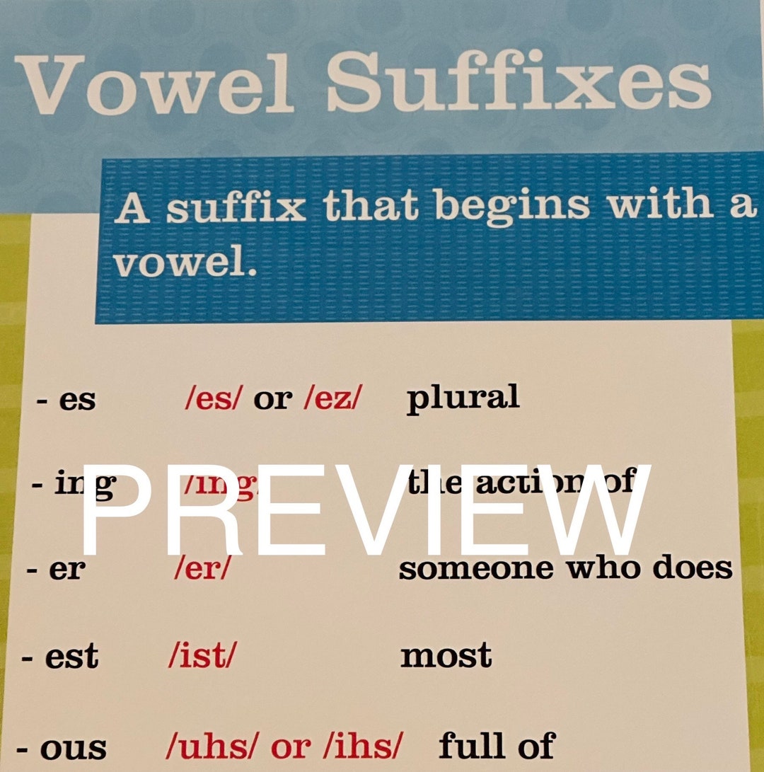 Vowel Suffixes Phonics Anchor Chart Poster With Pronunciations - Etsy UK