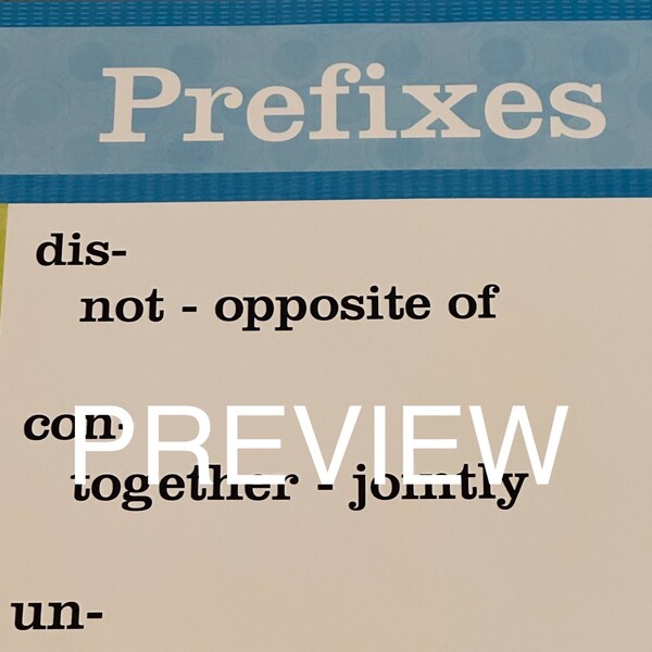 Prefix Anchor Chart - Etsy