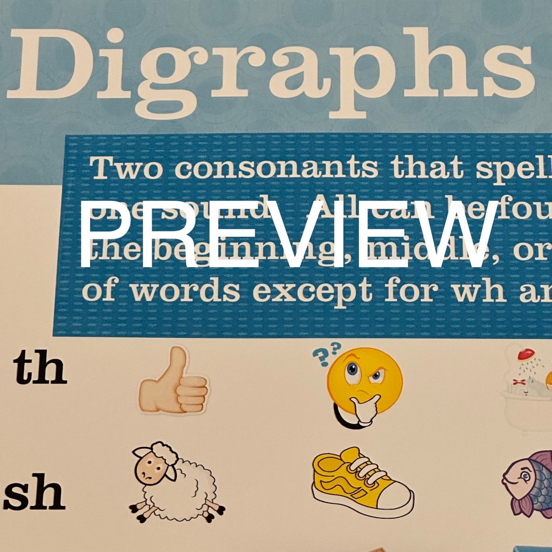 Digraphs Phonics Anchor Chart Poster With Picture References - Etsy