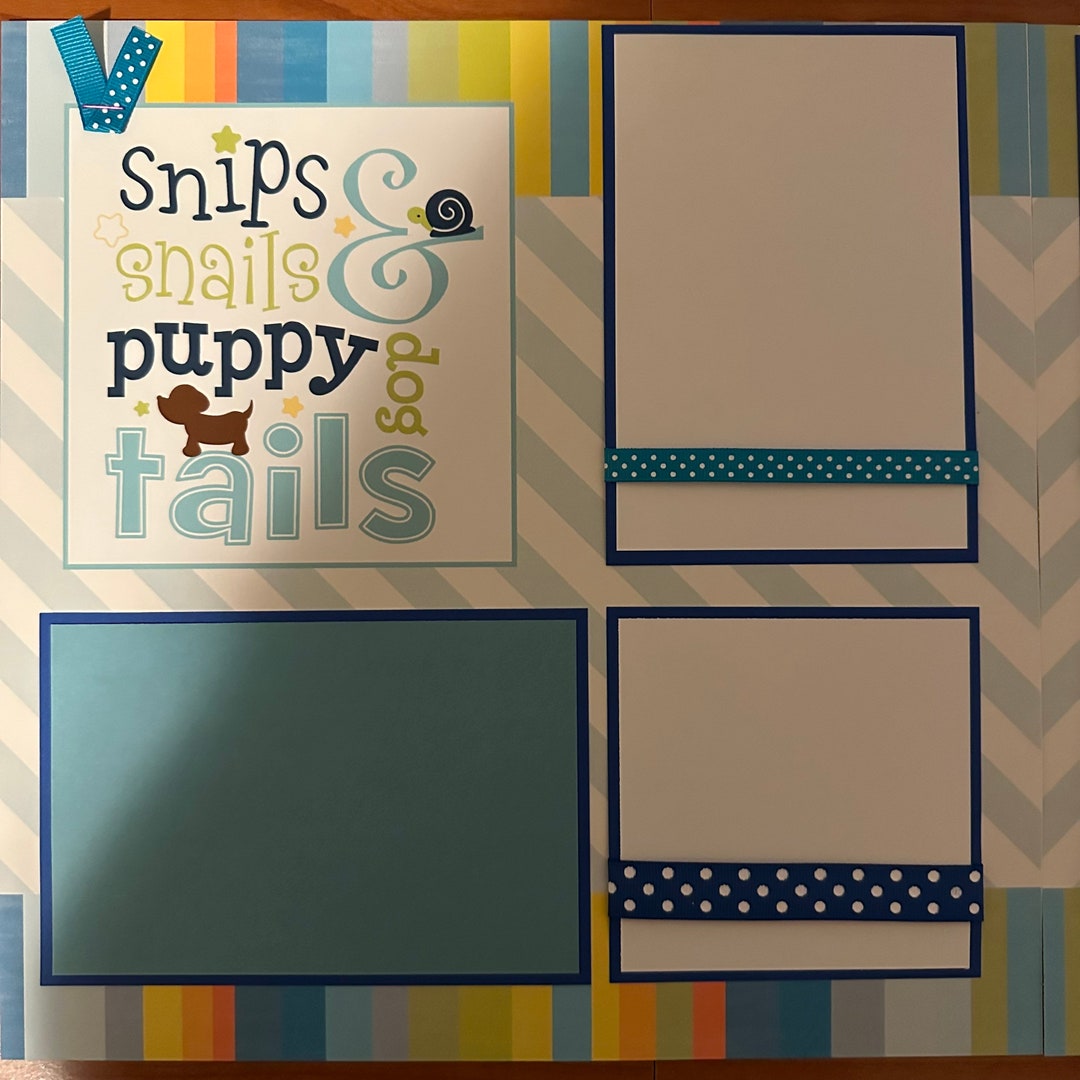Premade Baby Boy Scrapbook Pages: Heaven Sent Snips and Tails 12x12 ...