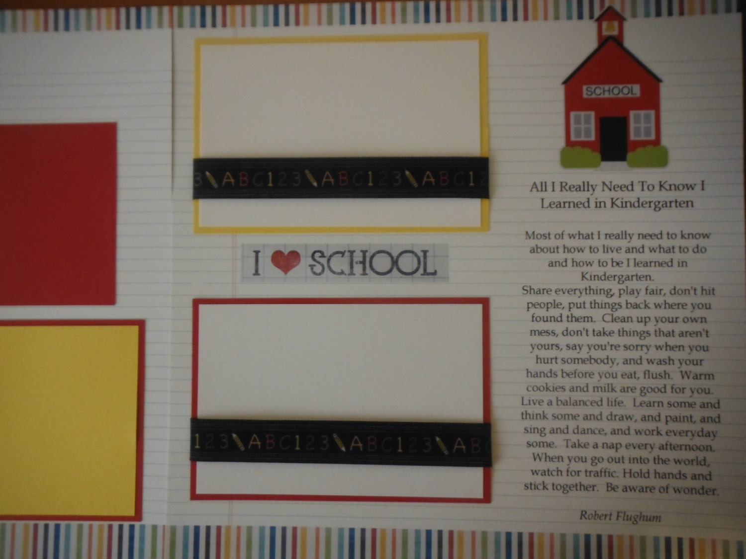 Premade Kindergarten 12x12 Scrapbook Pages for Boy Girl Family School ...