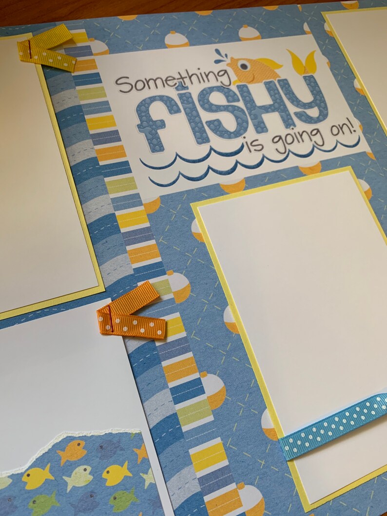Fishing Scrapbook Pages: "something Fishy" Premade 12x12 Layout - Etsy