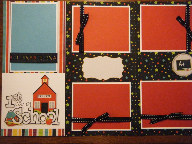 Premade First Day of School 12x12 Scrapbook Pages for Boy Girl Family ...