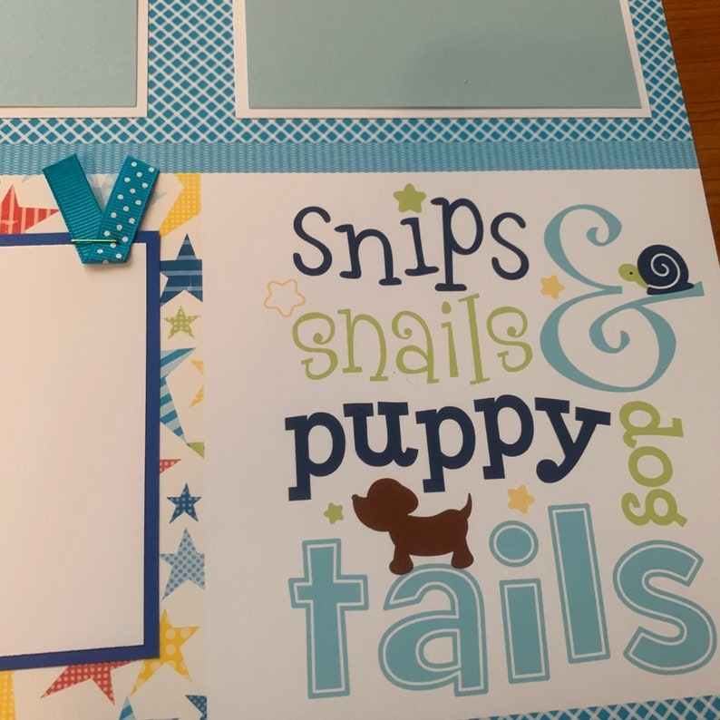 Premade Baby Boy Snips and Snails 12x12 Scrapbook Pages for Toddler or ...