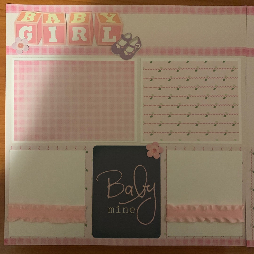 Premade Baby Girl 12x12 Scrapbook Pages for Family Gift New Mom Album ...