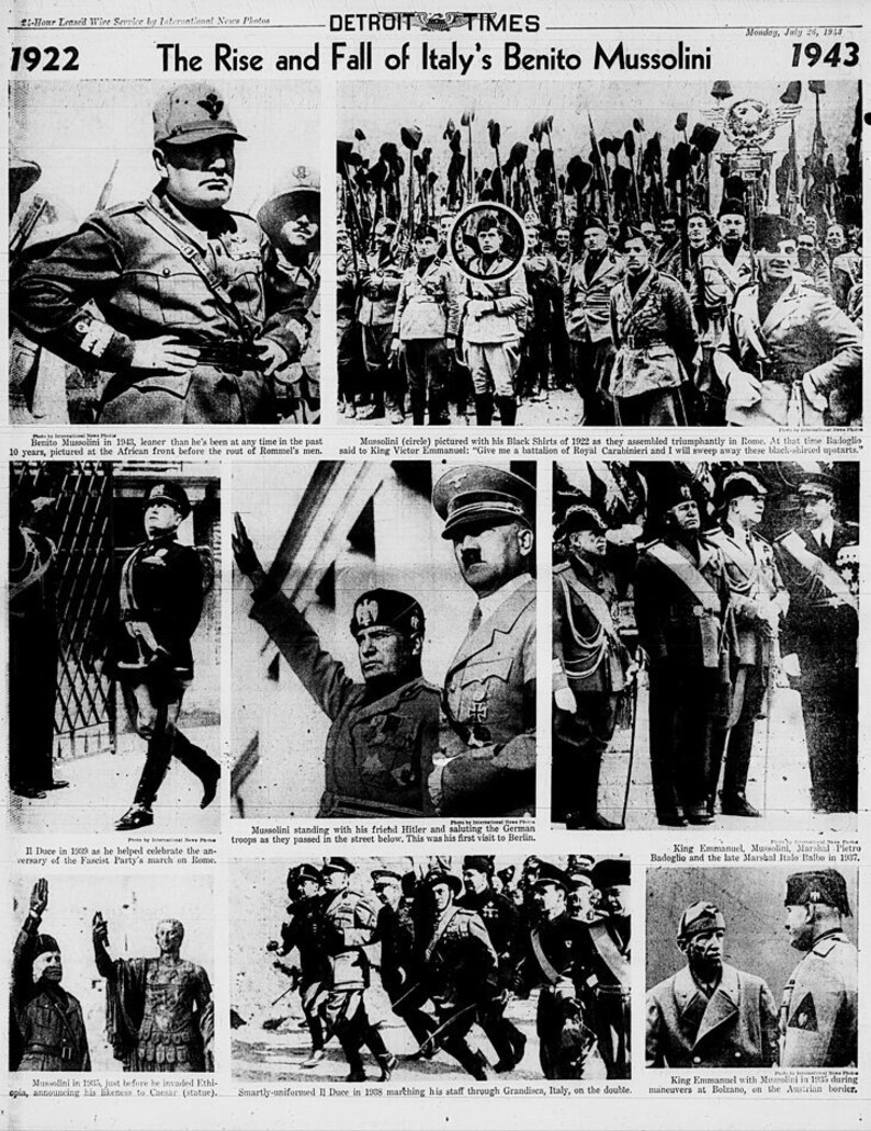 Mussolini Article Newspaper Download, Digital Download, the Fall of ...