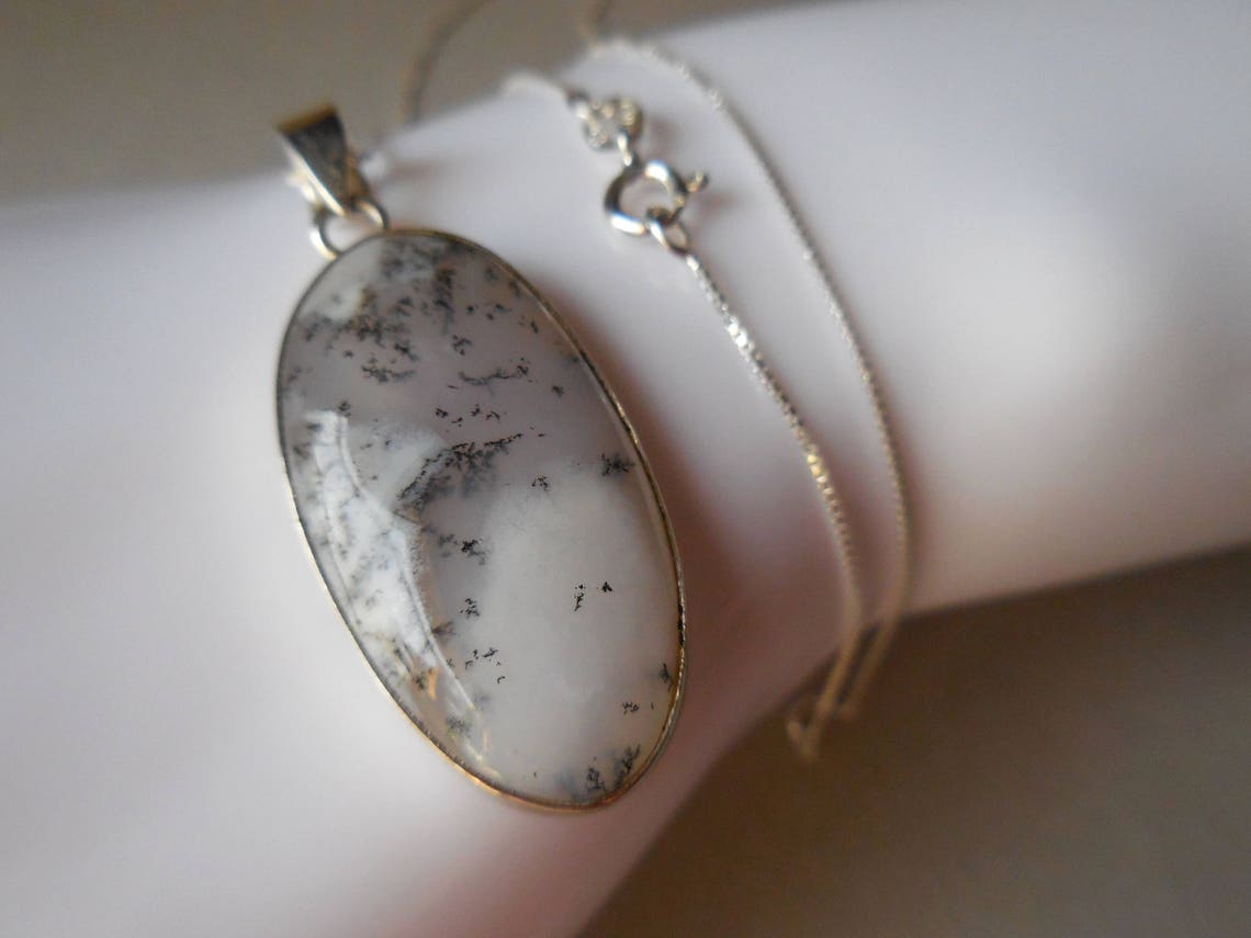 Natural Dendritic Agate Stone Pendant Necklace Merlinite - Etsy