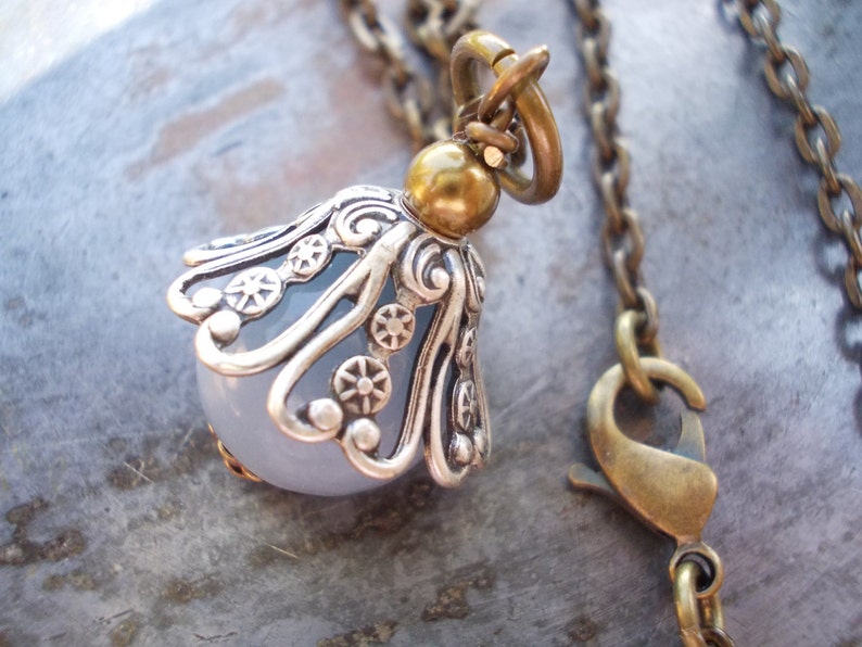 Angelite Necklace Natural Angelite Gemstone Pendant Pale - Etsy