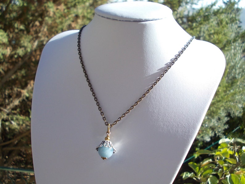 Angelite Necklace Natural Angelite Gemstone Pendant Pale - Etsy