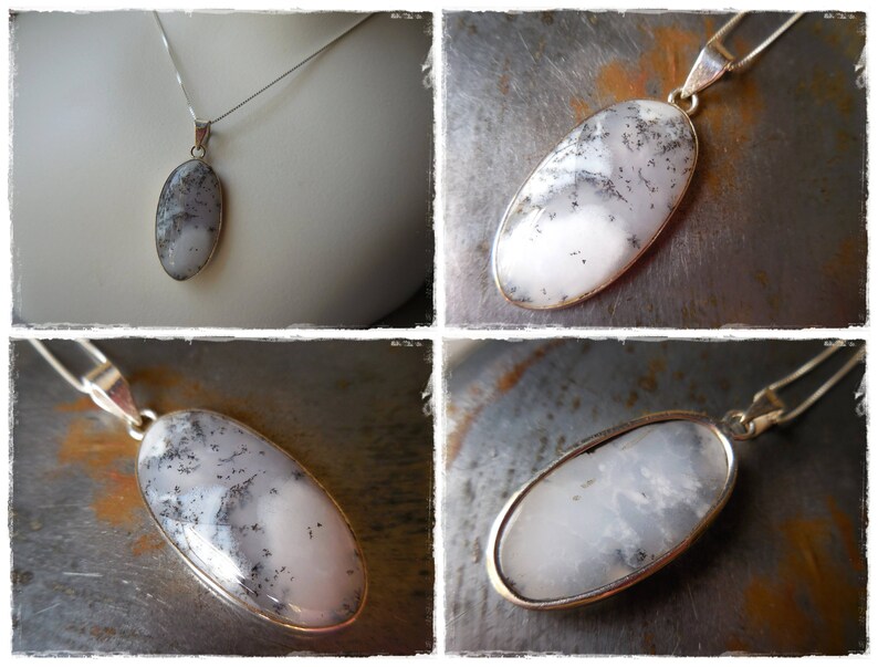 Natural Dendritic Agate Stone Pendant Necklace Merlinite - Etsy