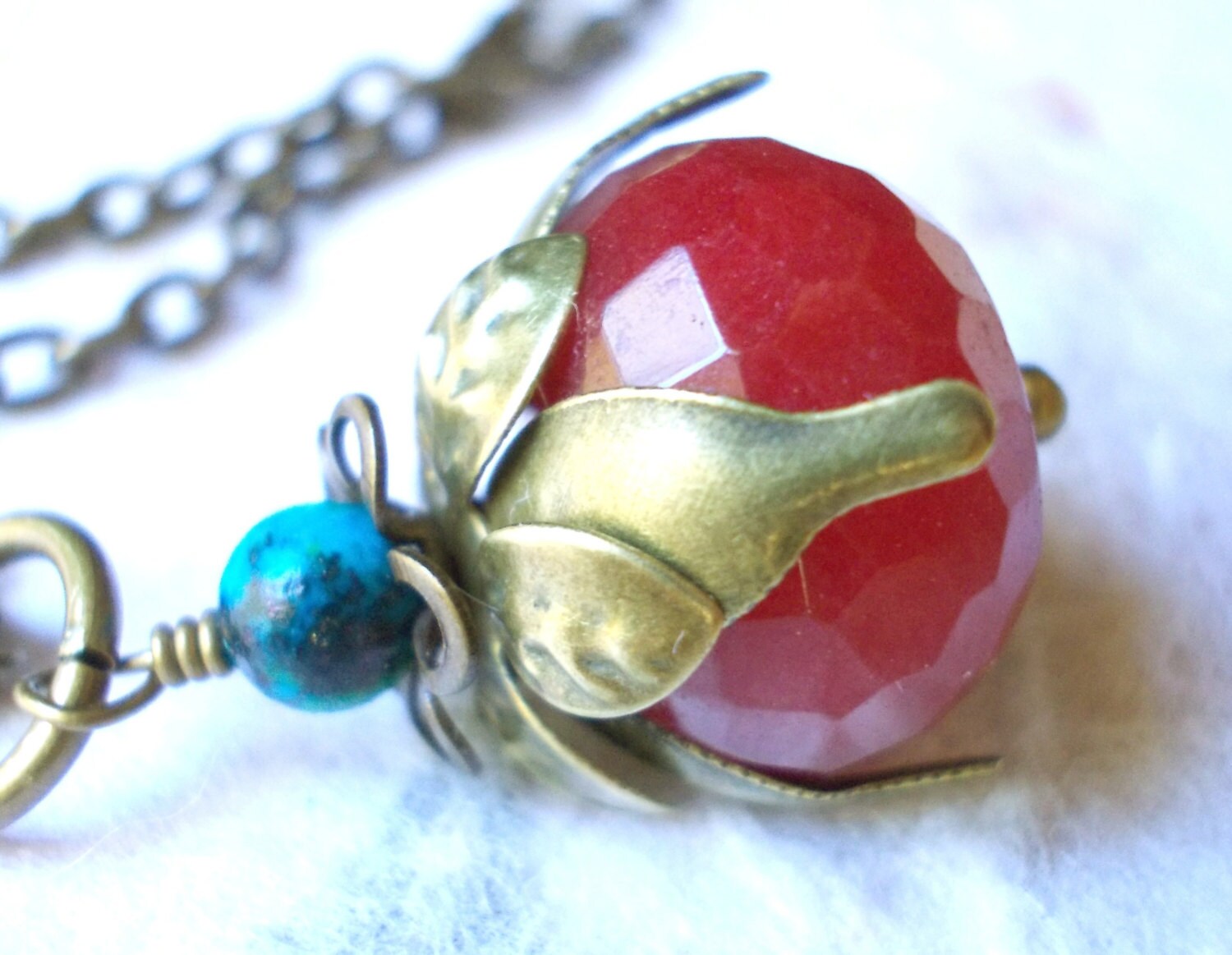 Necklace Ruby Jade Pomegranate Necklace Chrysocolla Cherry Deep Red ...