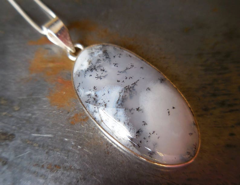 Natural Dendritic Agate Stone Pendant Necklace Merlinite - Etsy