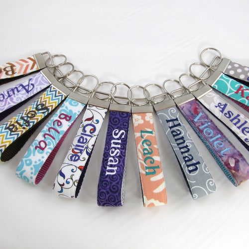 Monogram Key Chain Wristlet Keychain Personalized Keychain - Etsy