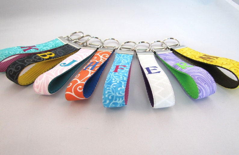Monogram Key Chain Wristlet Keychain Personalized Keychain - Etsy
