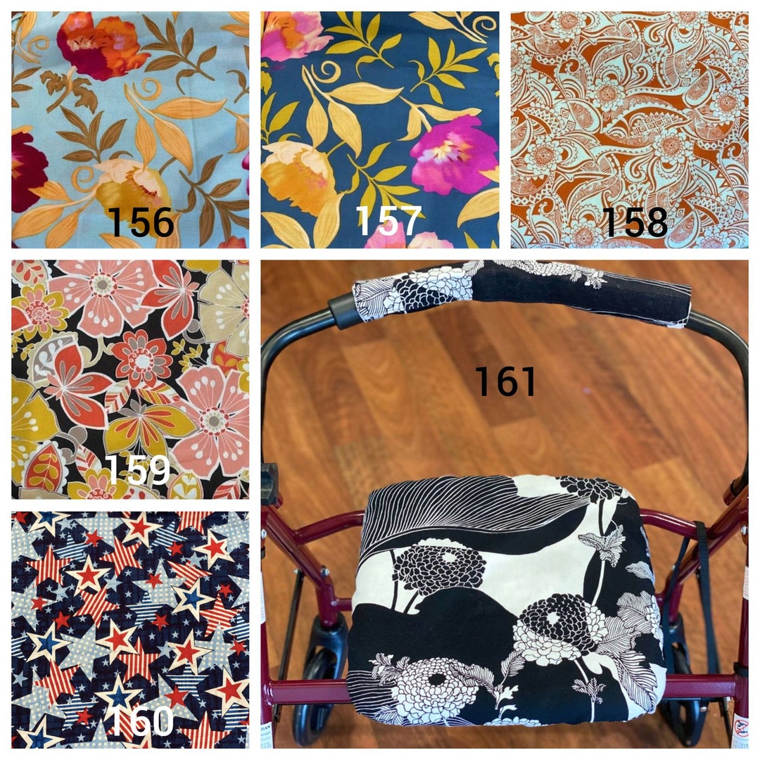 Rollator Walker Seat and Back Bar Cover Set Double Layer Reversible 12 ...