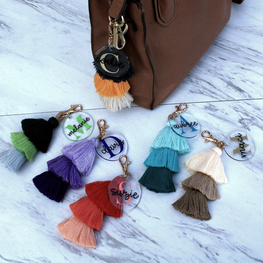 Purple Personalized Tassels for Purses and Key Chains, Custom Keychain ...