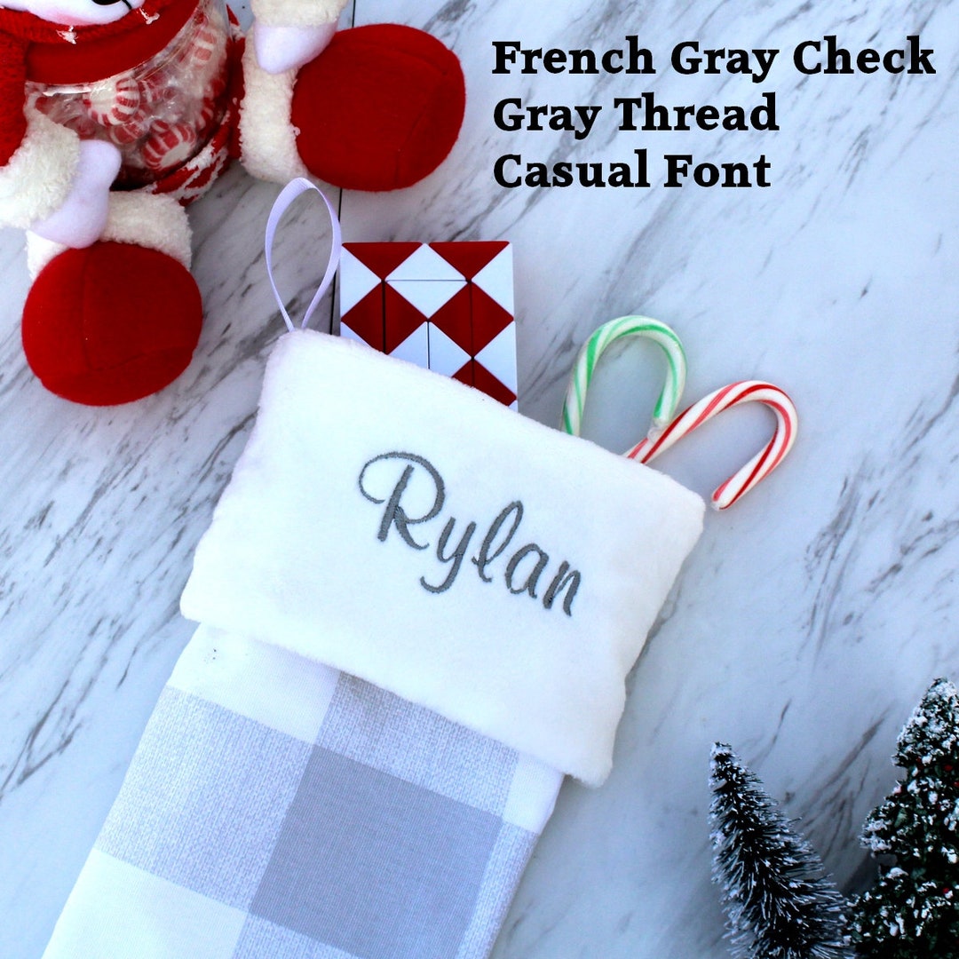 Buffalo Plaid Stockings, Gray and White Check Stockings, Gingham ...