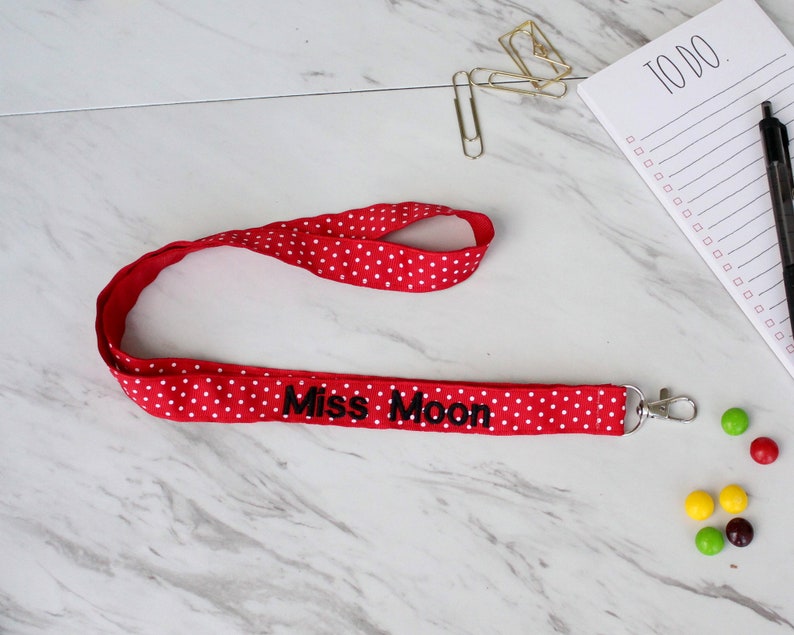 Teacher Lanyard PolkaDot Personalized Lanyard Teacher Gift | Etsy