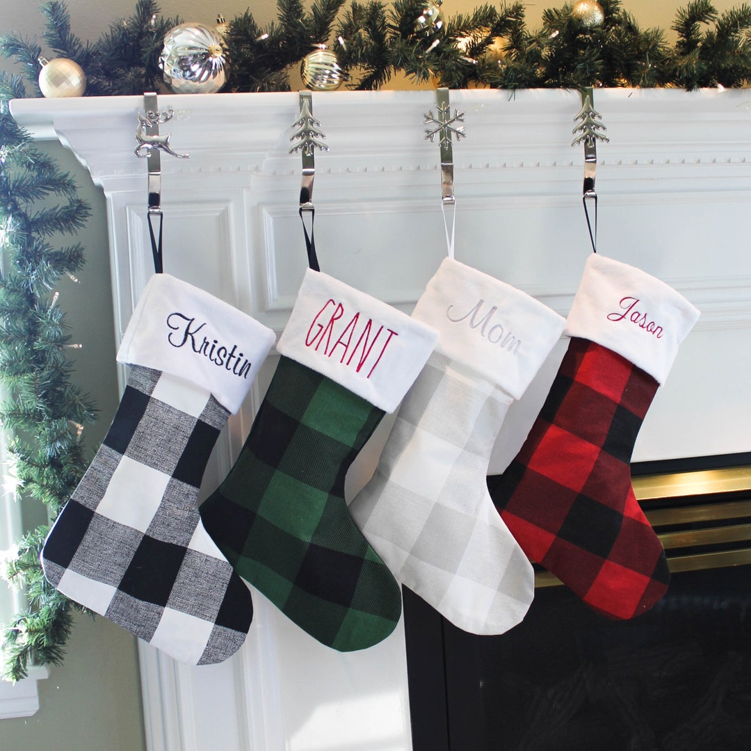 Monogram Stocking, Plaid Christmas Stocking, Minky Christmas Stocking ...