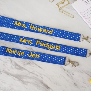 Personalized Teacher Lanyard, Black Polka Break-a-way Lanyard, Teacher ...