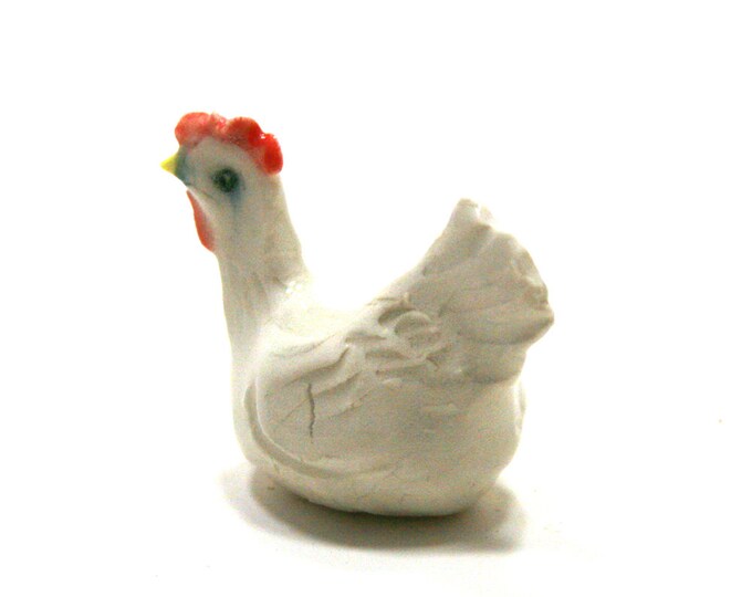 Chicken Figurine White Hen Porcelain Animal Figurine - Etsy