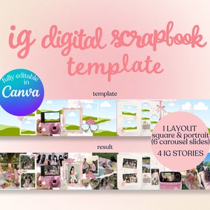 Instagram Digital Scrapbook | Coquette Core | Social Media Template ...
