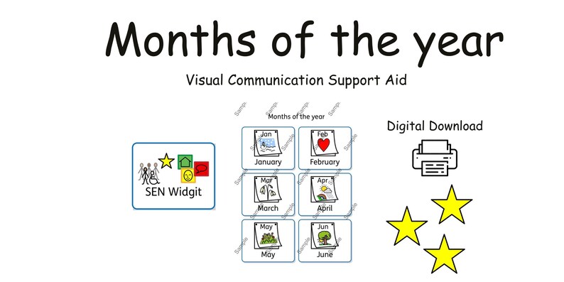 Months of the Year Visual Aid: Communication Support (digital Download ...