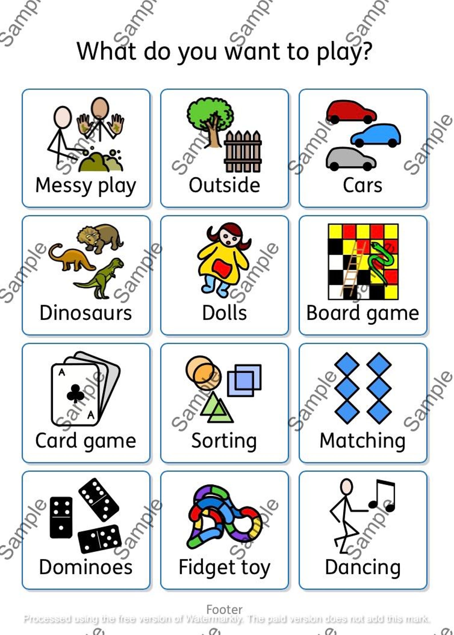 Visual Communication Cards: Play Symbols for Autism, ADHD (digital ...