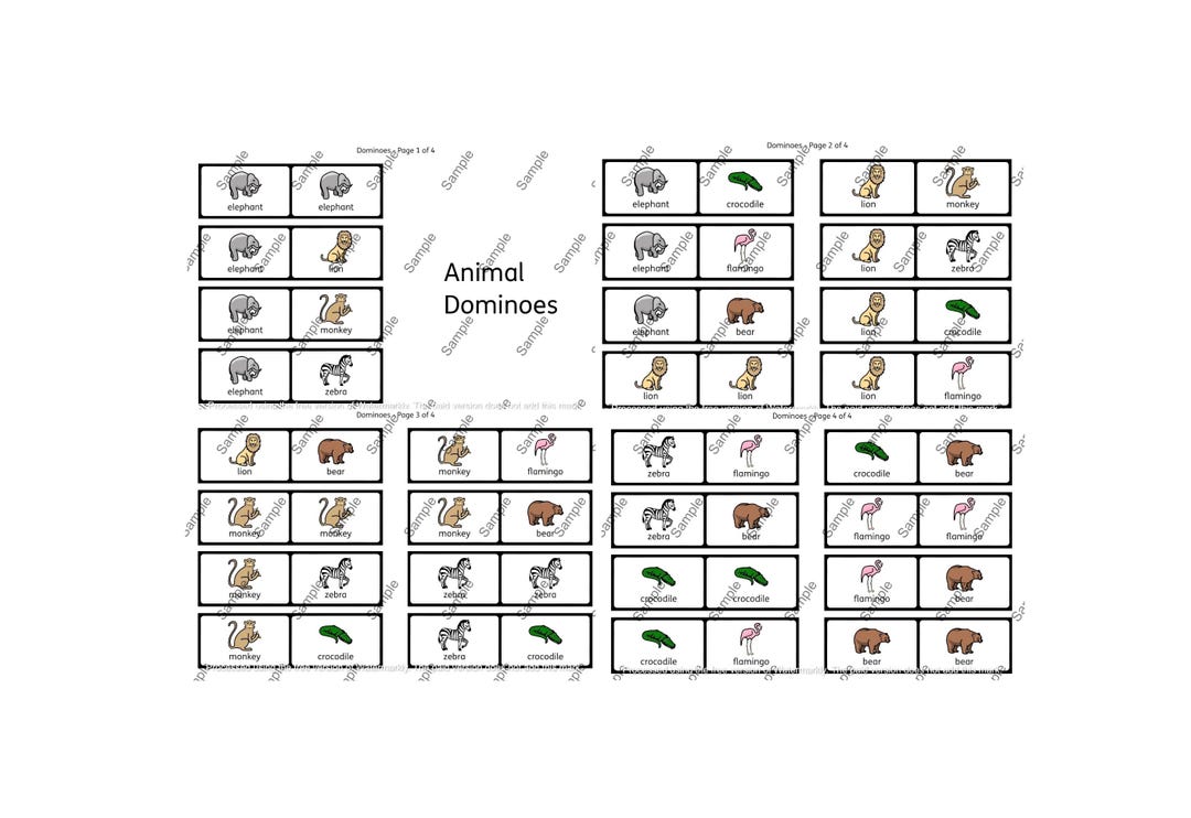 Animal Dominoes Game, Visual Communication Support, Visual Aid for SEND ...