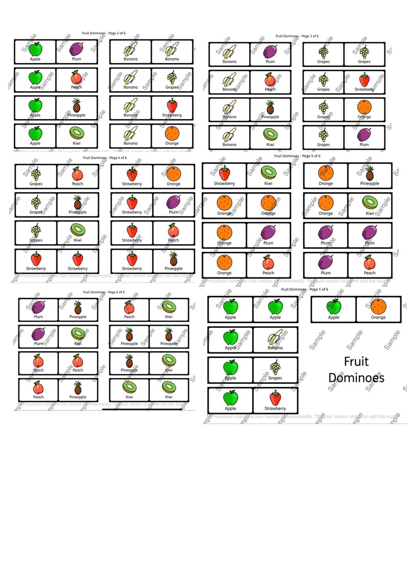 Fruit Dominoes Game, Visual Communication Support, Visual Aid for SEND ...