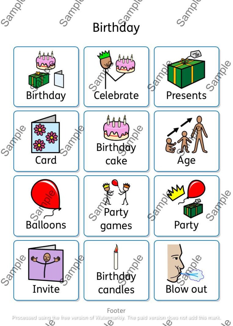 Birthday Visual Communication Aid: Symbols for SEND, Autism (digital ...