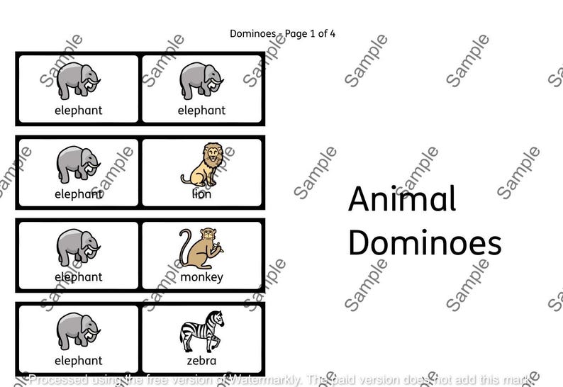 Animal Dominoes Game, Visual Communication Support, Visual Aid for SEND ...